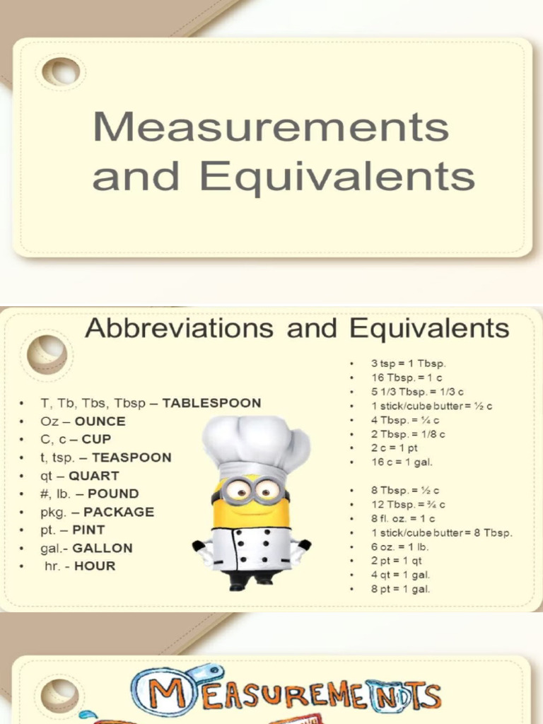 MEASUREMENTS AND THEIR EQUIVALENT | PDF