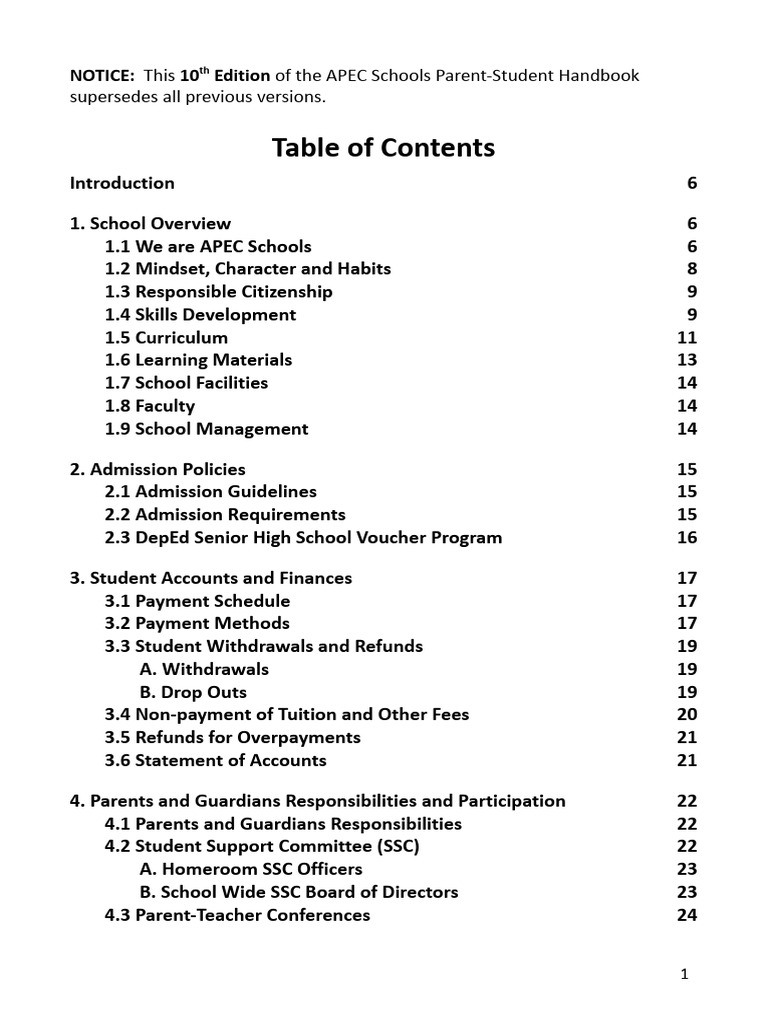 APEC Student Handbook 10th Edition | PDF | Learning | Payments