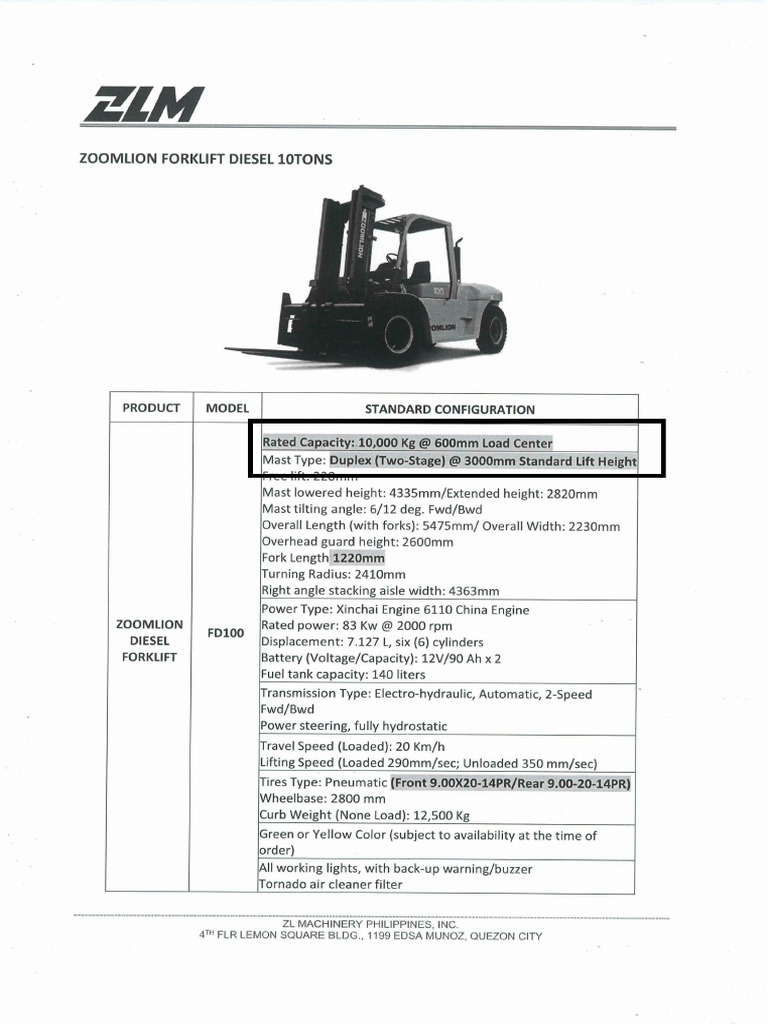 Sample Quotation - Forklift | PDF