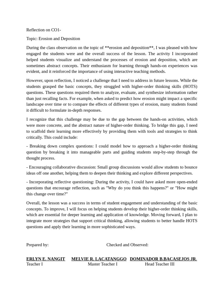 Reflection on COTs | PDF | Thought | Learning