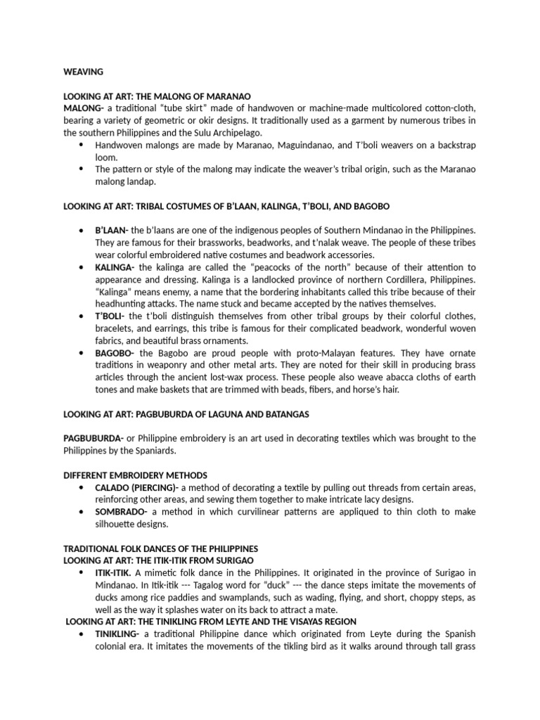 CPAR REVIEWER PART 2 | PDF | Weaving