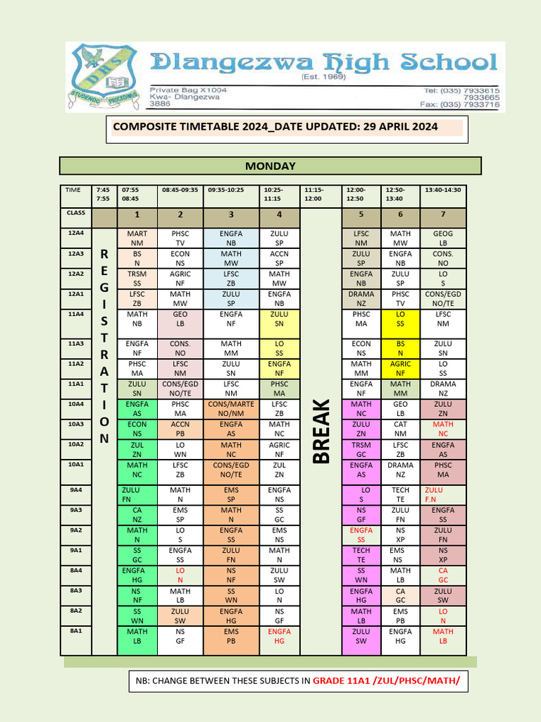 Weekly Class Schedule 2024 | PDF