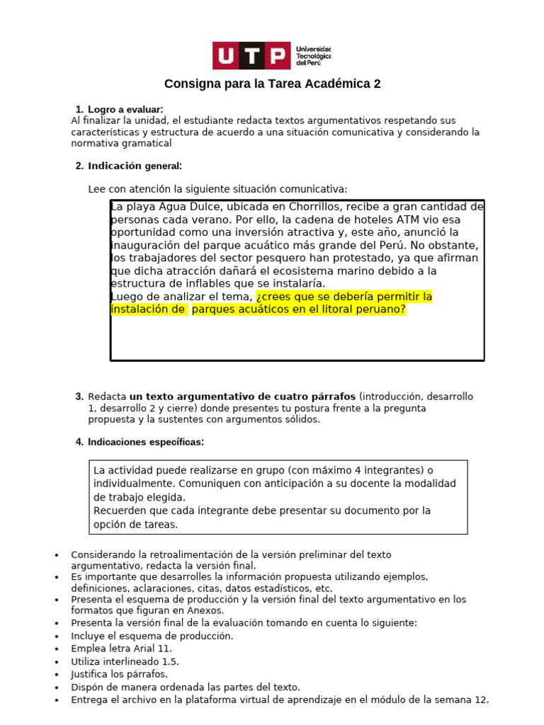 Consigna Ta2 | PDF | Turismo | Perú