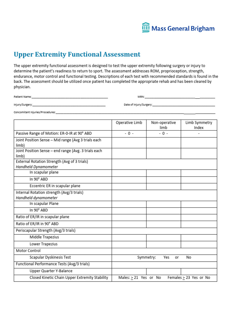Functional Movement Assessment Upper Extremity | PDF | Anatomical Terms ...