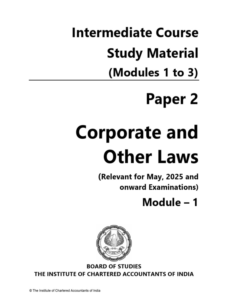 ICAI Intermediate Corporate Laws Study | PDF | Securities (Finance ...