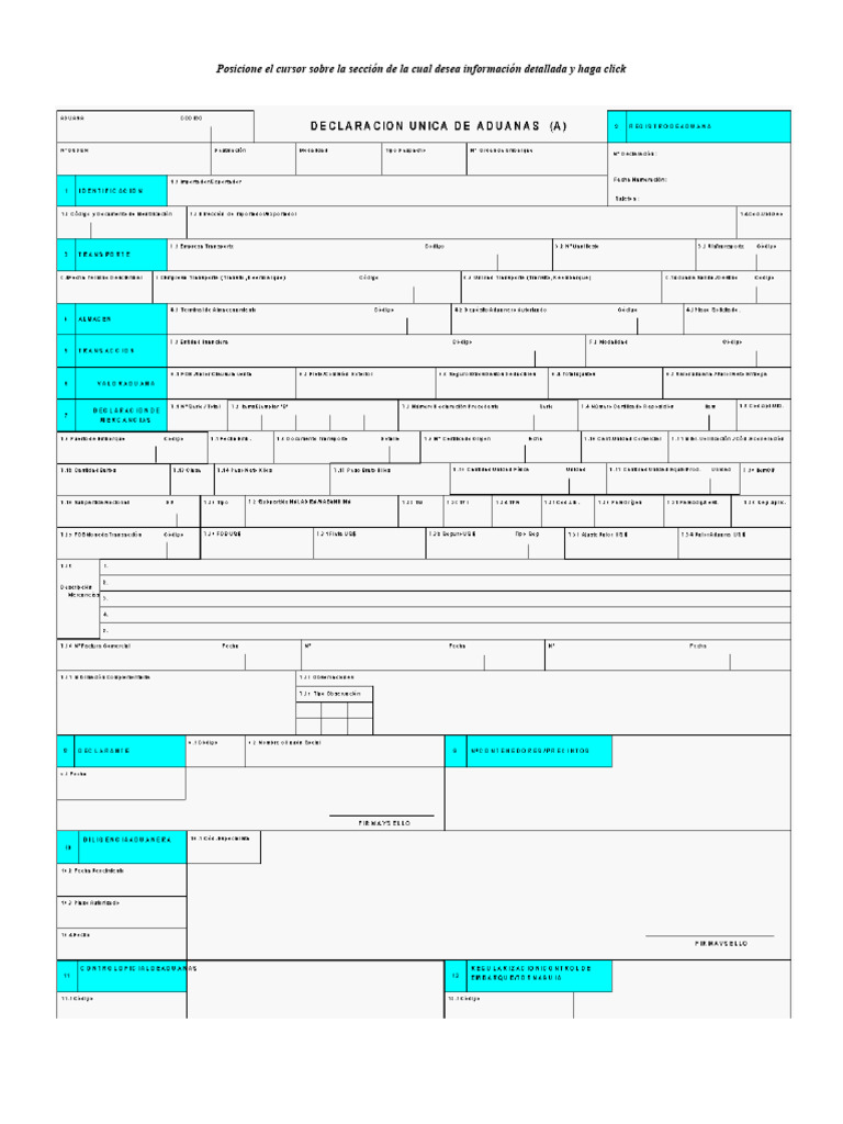 Formato A de La Declaracion Unica de Aduanas | PDF