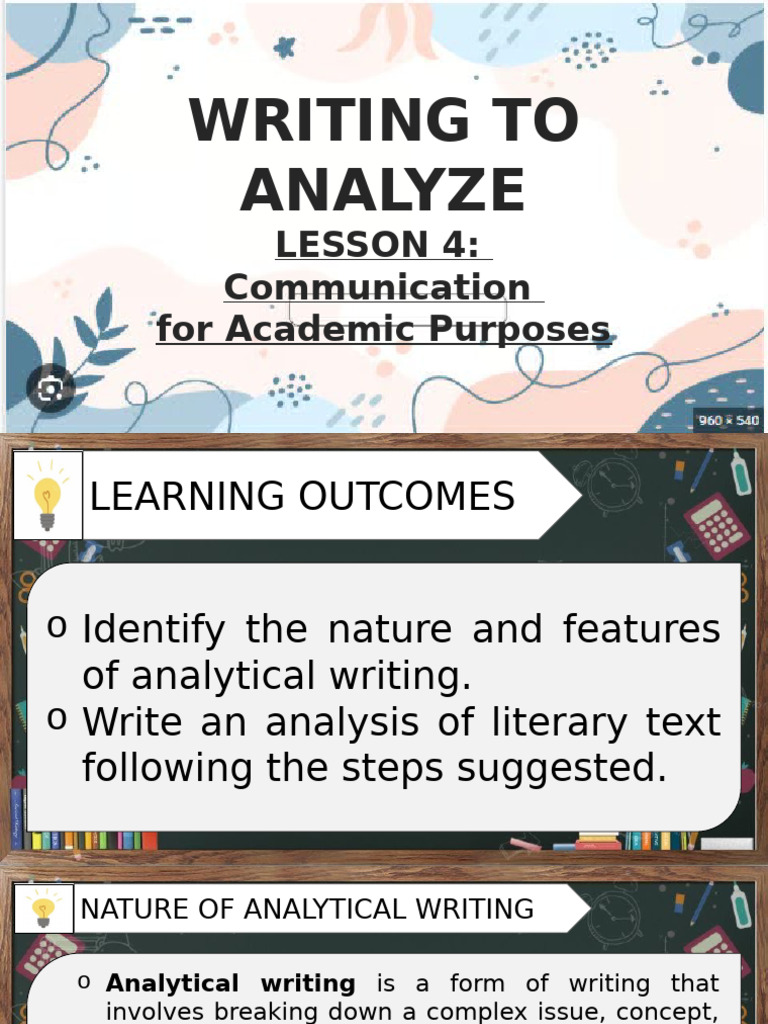 Analyzing Writing: Key Features & Steps | PDF | Analysis | Critical ...