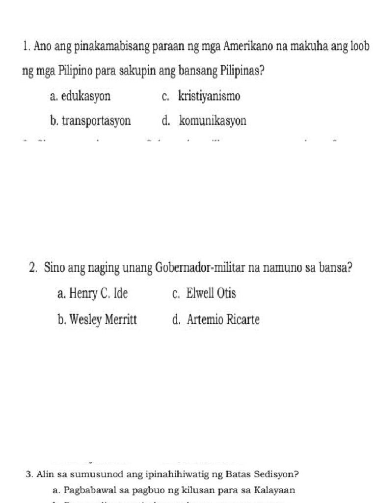 Araling Panlipunan 6 (Long Quiz) | PDF