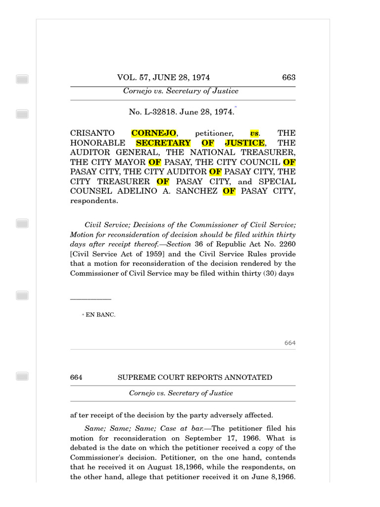 41 Cornejo Vs Secretary of Justice | PDF | Complaint | Mandamus