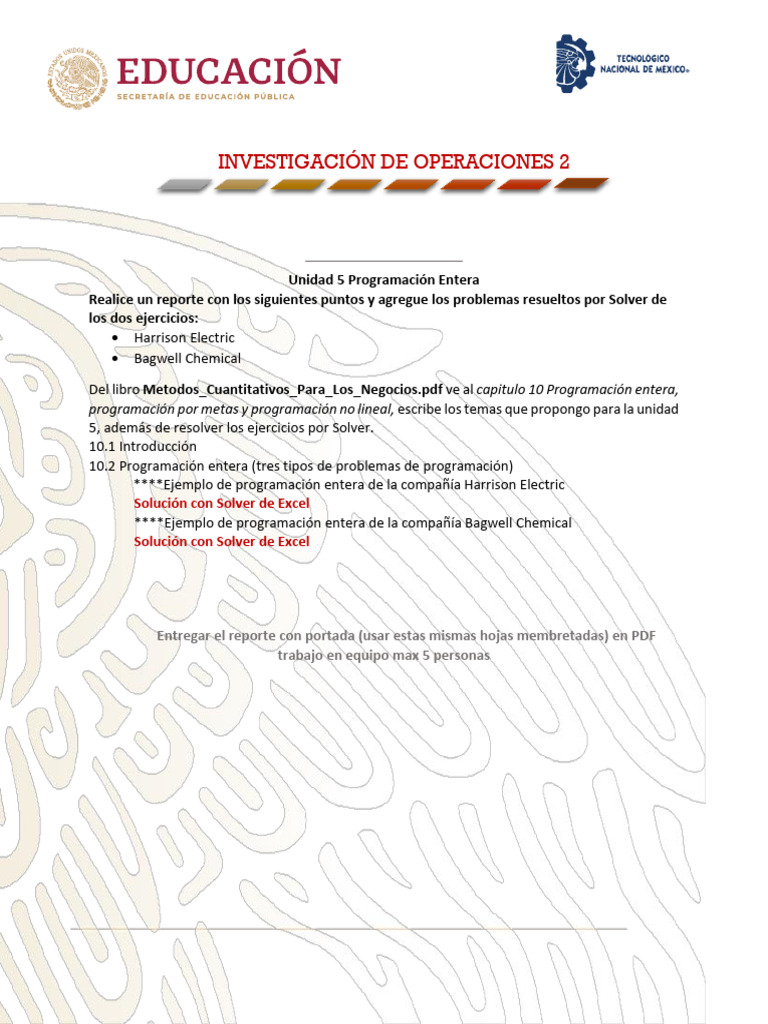 Unidad 5 Programacion Entera | PDF | Programación lineal