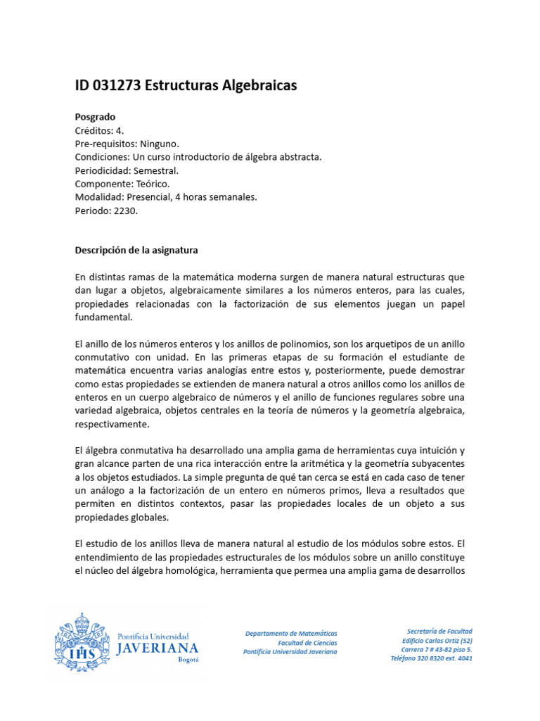 Estructuras Algebraicas 031273 2230 | PDF | Módulo (Matemáticas ...