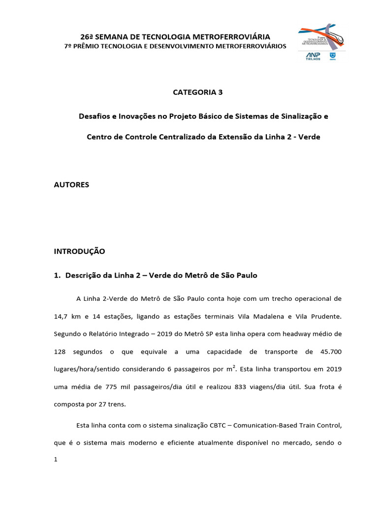 321 Artigo Projetodeextensaocbtc | PDF | Metropolitano | Transporte ferroviário
