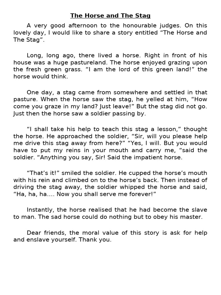 The Horse and The Stag | PDF | Home & Garden | Poetry