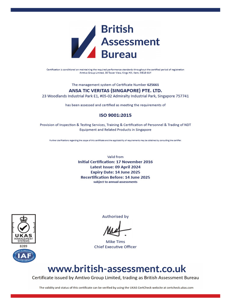 Ecertificate - ANSA TIC - 625661 - 9001 | PDF