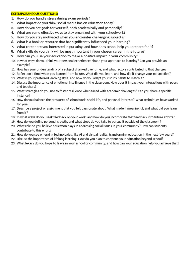 Extemporaneous 2024 | PDF