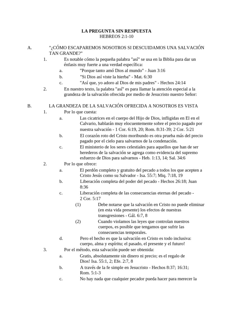 La Pregunta Sin Respuesta | PDF | Salvación | Cristo (título)
