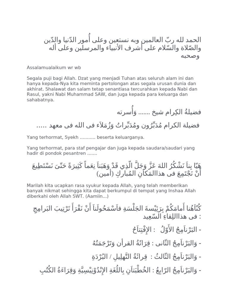 Contoh MC Bahasa Arab | PDF | Agama & Spiritualitas