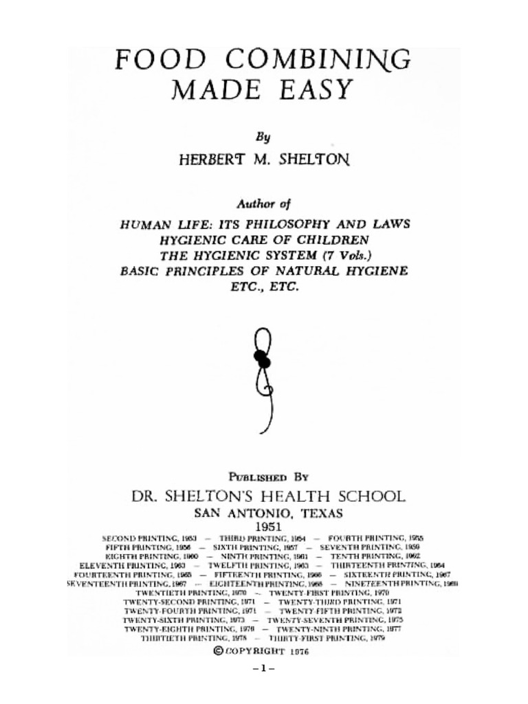 Herbert M. Shelton's Food Combining Made Easy (1951) | PDF | Water ...