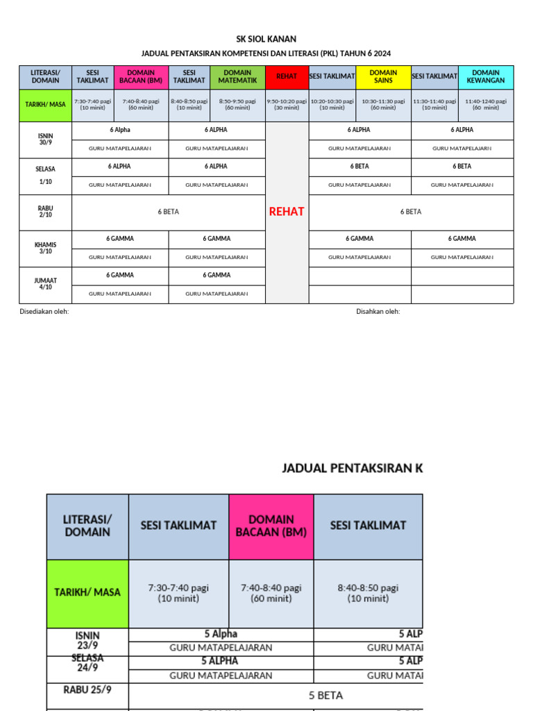Jadual PKL 2024 | PDF