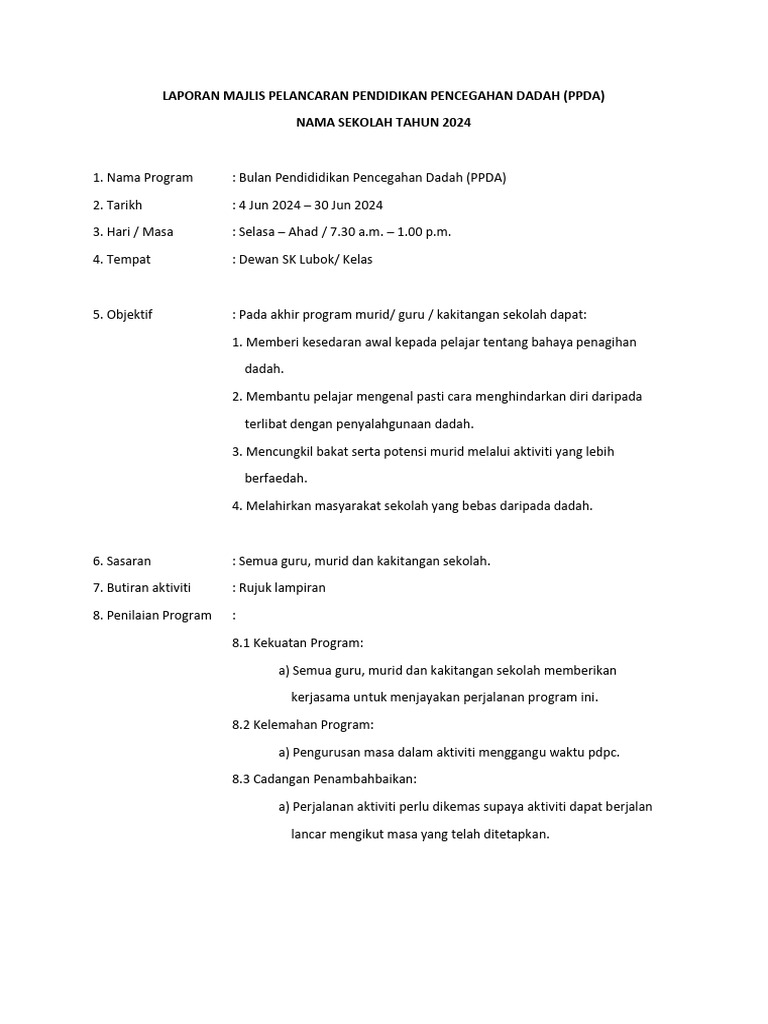 Laporan Ppda Sekolah Akt 1 | PDF