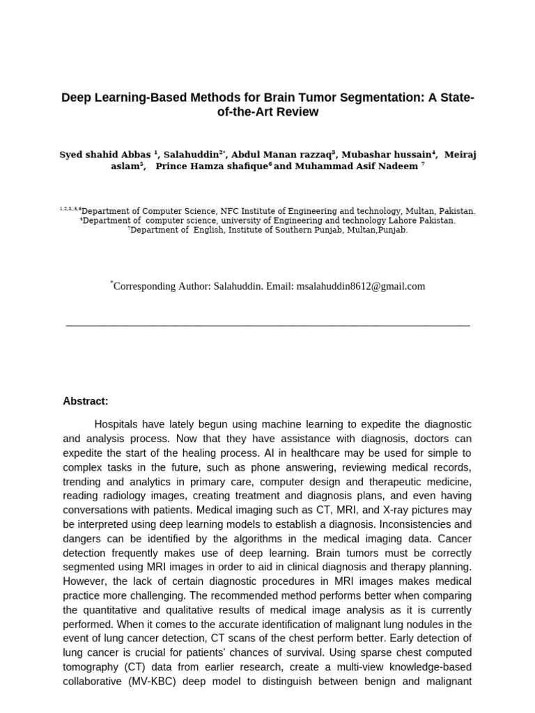 Deep Learning-Based Methods For Brain Tumor Segmentation | PDF | Deep ...
