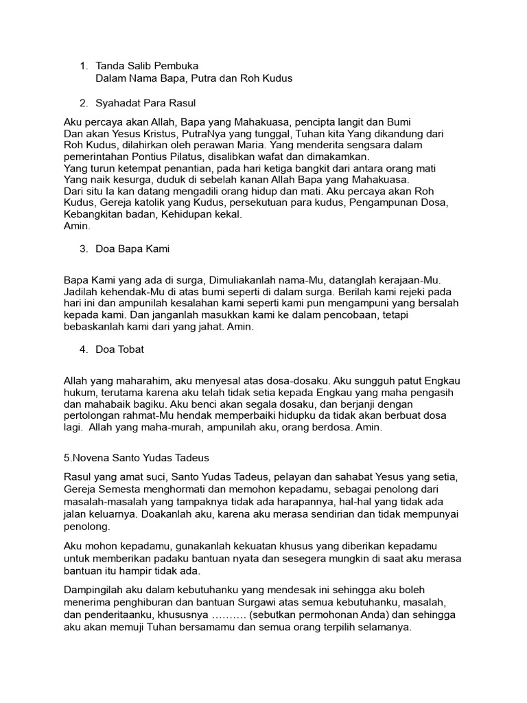 Doa Novena Santo Yudas Tadeus | PDF