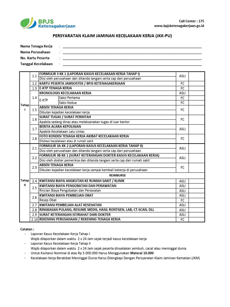 Formulir JKK | PDF