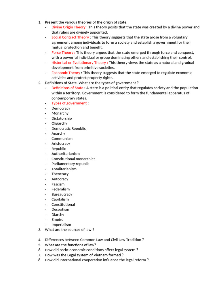 Present The Various Theories of The Origin of State | PDF