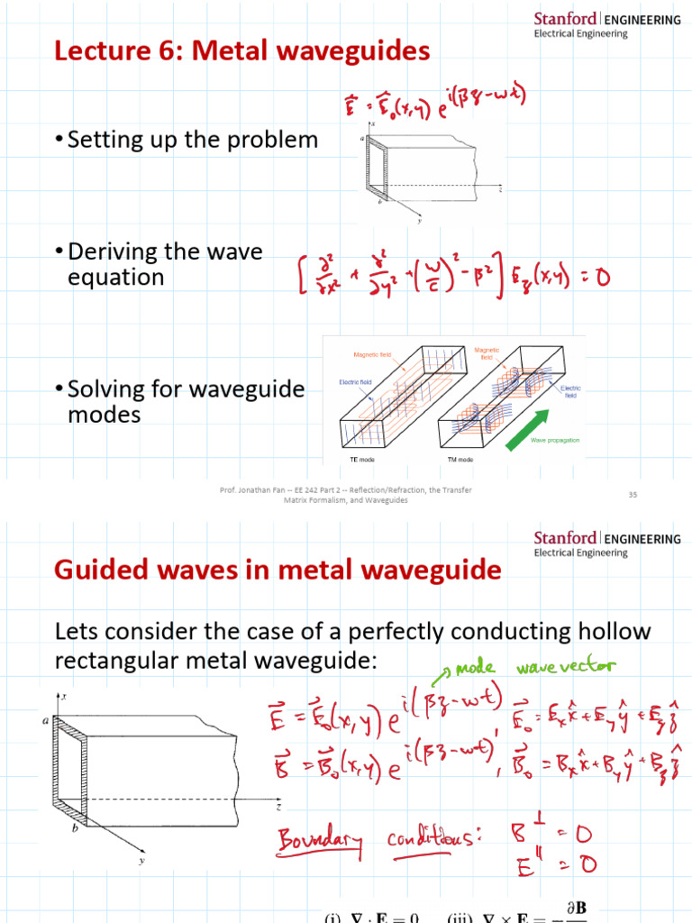 Lecture 6 - Metal Waveguides | PDF | Waveguide | Differential Equations