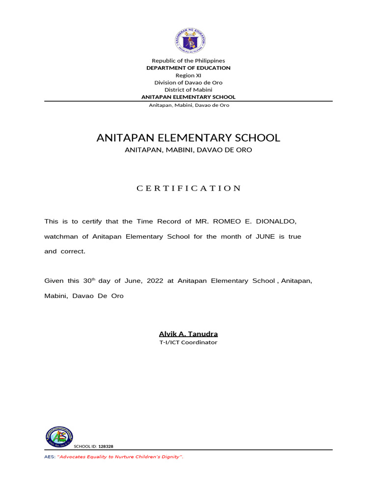 June Time Record Certification | PDF