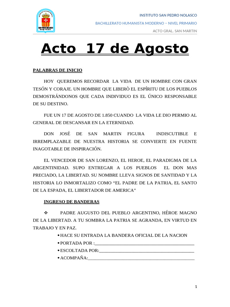 Acto 17 de Agosto Bachi | PDF