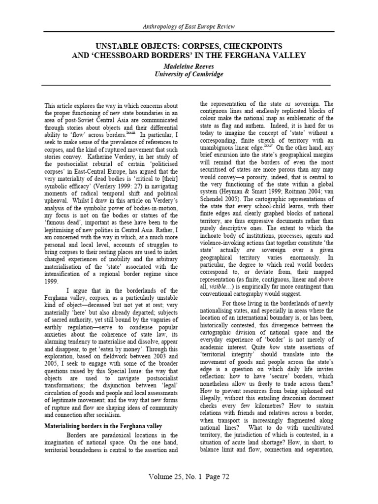 Reeves - 2007 - .Unstable Objects | PDF | Tajikistan | Kyrgyzstan