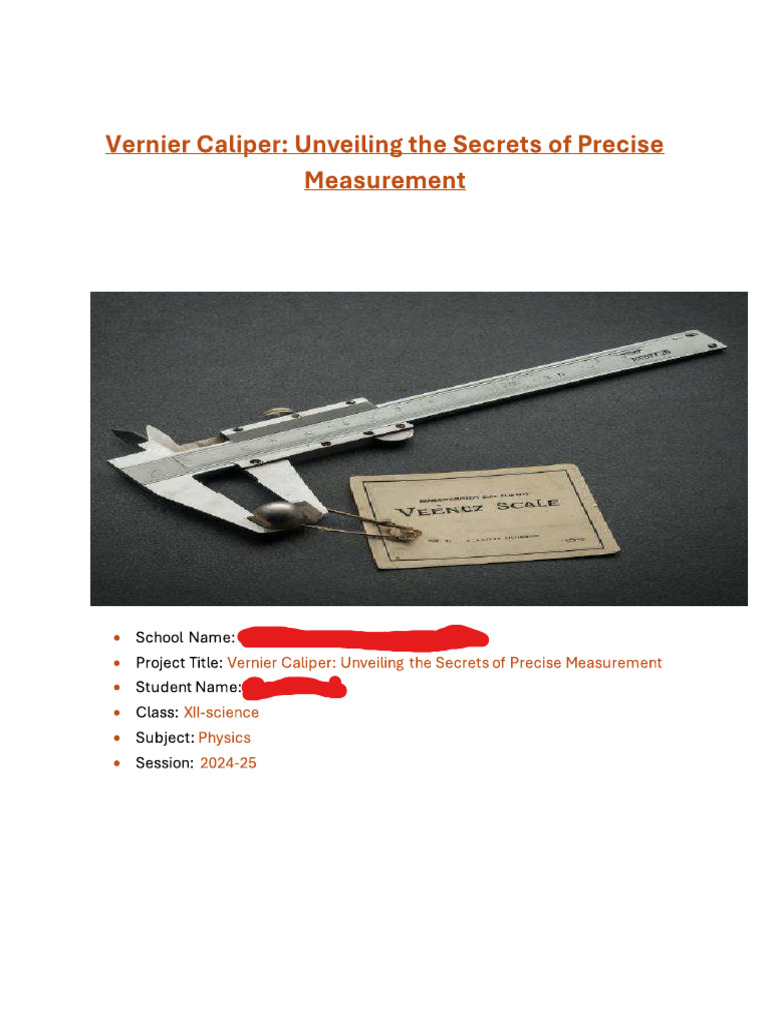 Vernier Calipers (Physics) | PDF