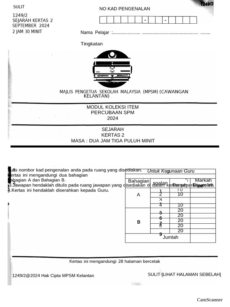 2024 K2 Soalan (Kelantan) | PDF