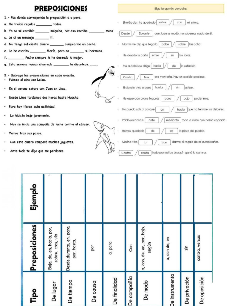 Preposiciones 4to | PDF