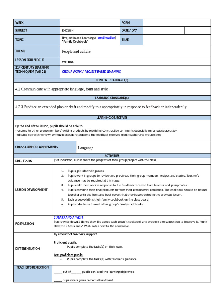 LESSON Project-Based Learning 2 (Continuation) | PDF | Teachers | Learning