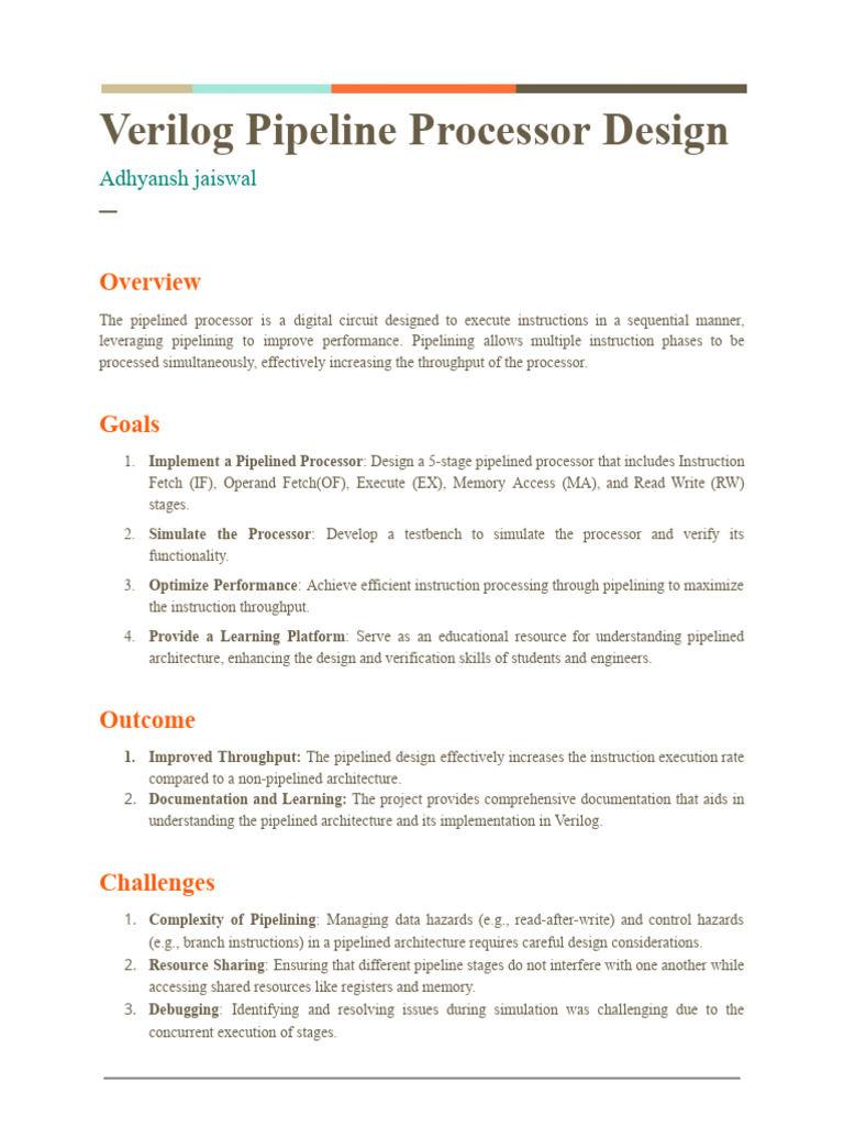 Designed A Pipelined Processor in Verilog 1730315162 | PDF | Central Processing Unit | Digital ...