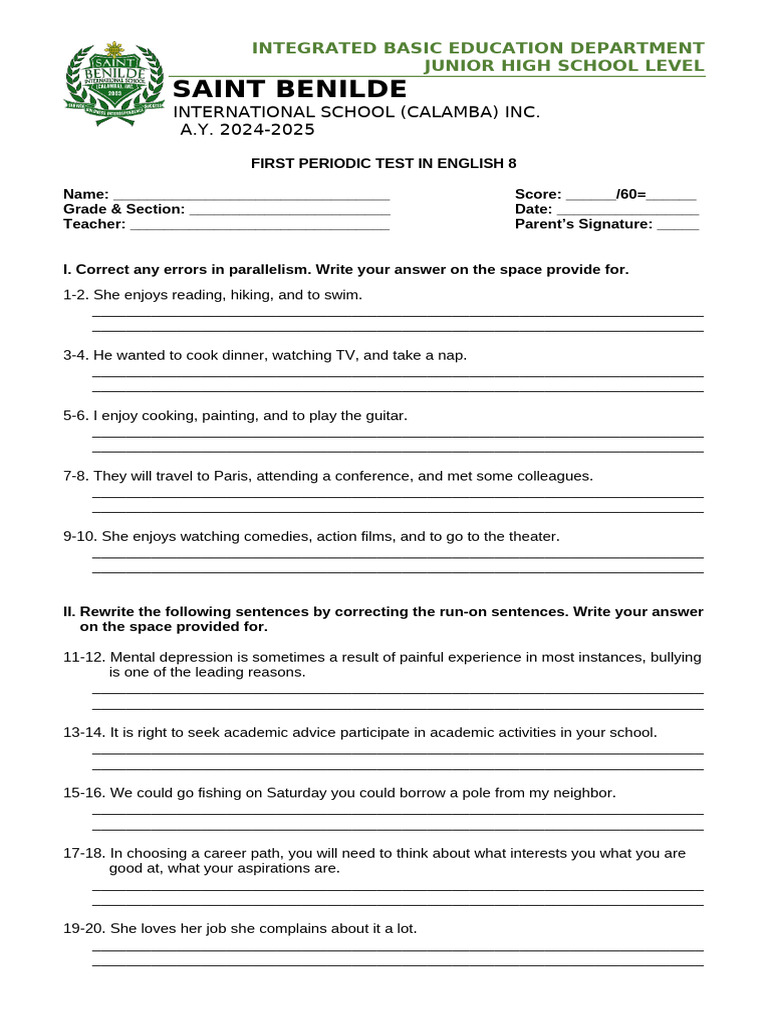 First Periodic Test (Eng 8) | PDF | Career & Growth