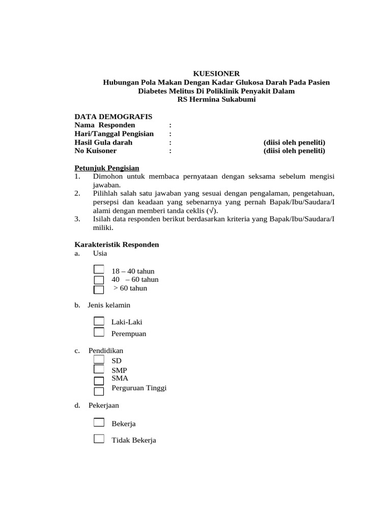 Lampiran Kuisoner Print | PDF