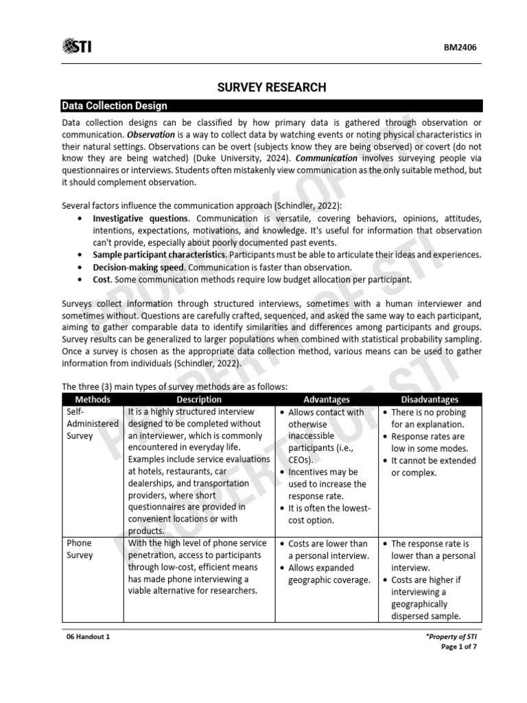 06 - Handout - 1 (52) - Business Research | PDF | Survey Methodology ...