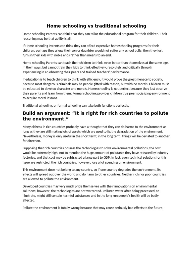 Argument example | PDF | Homeschooling