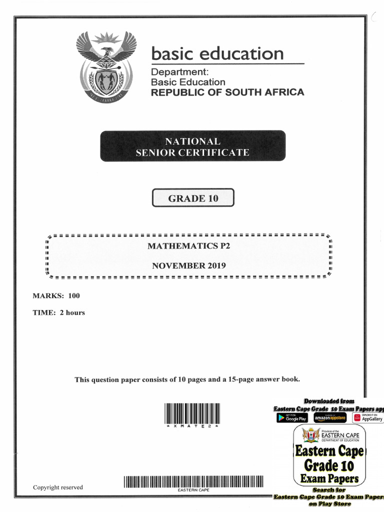 Gr10 Mathematics p2 Nov19 | PDF
