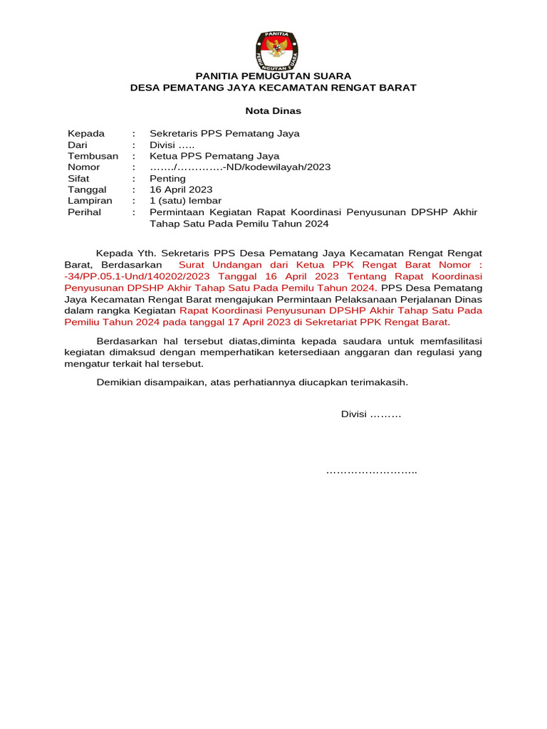 Contoh Nota Dinas | PDF
