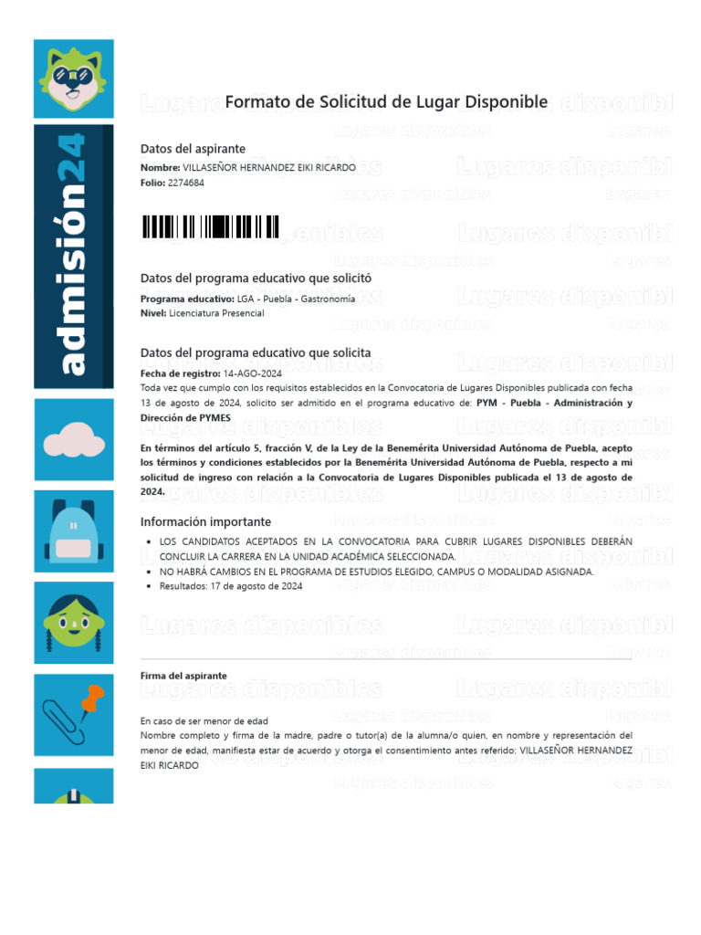 Solicitud de Lugar Disponible en PYMES | PDF | Crecimiento personal y ...