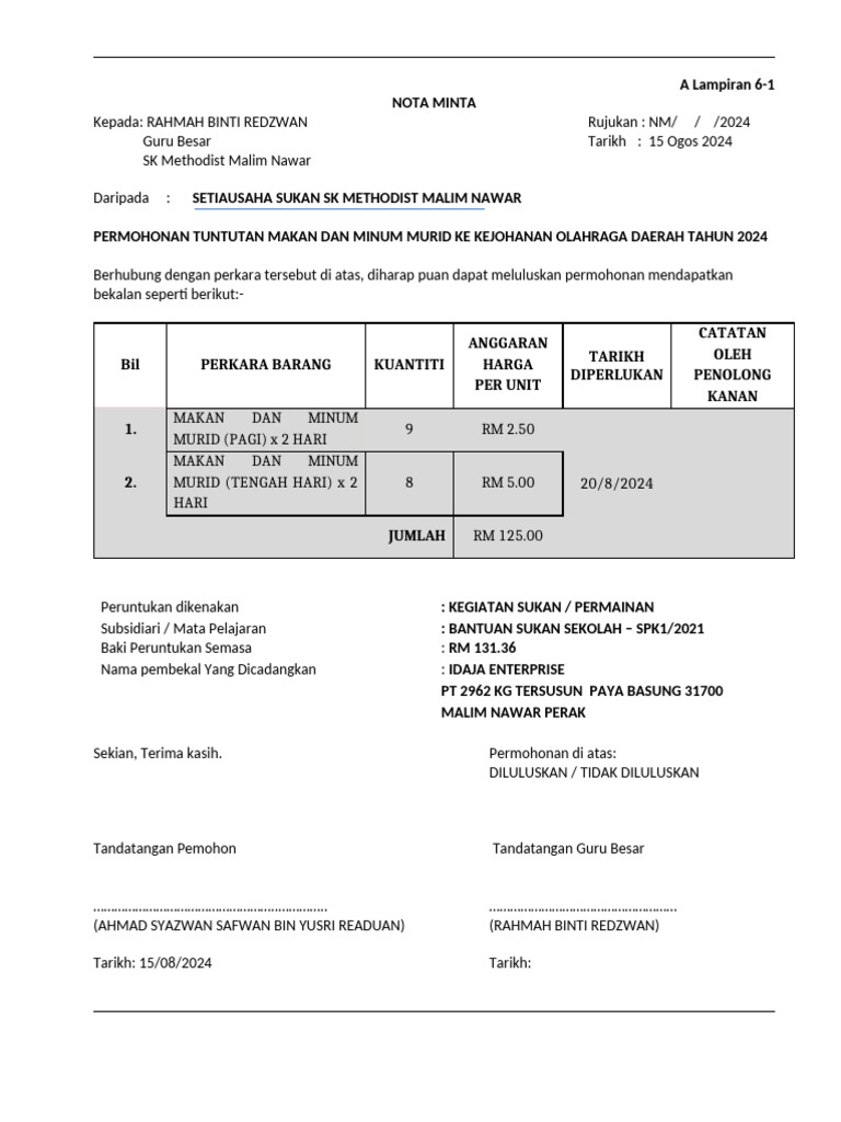 Nota Minta 2024 | PDF