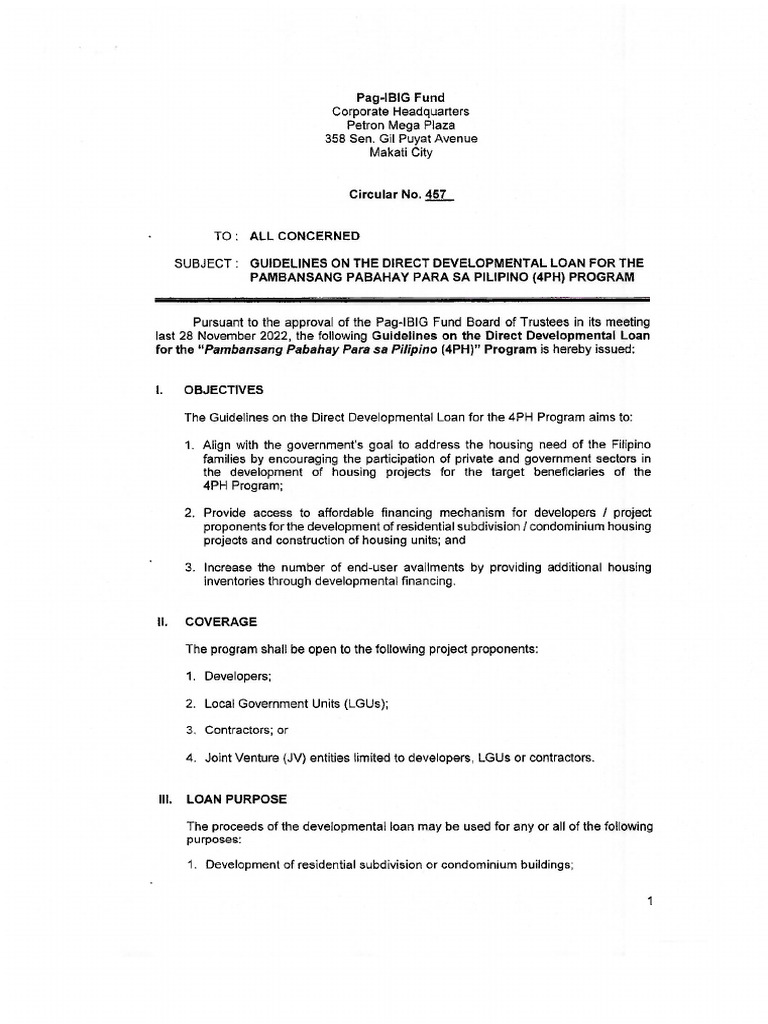 Circular 457-Guidelines On The Direct Developmental Loan For The ...