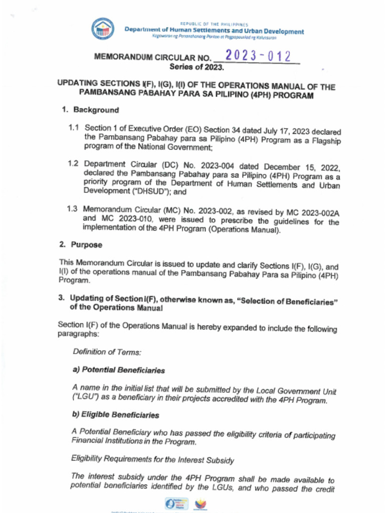 Memorandum Circular No. 2023-012 | PDF