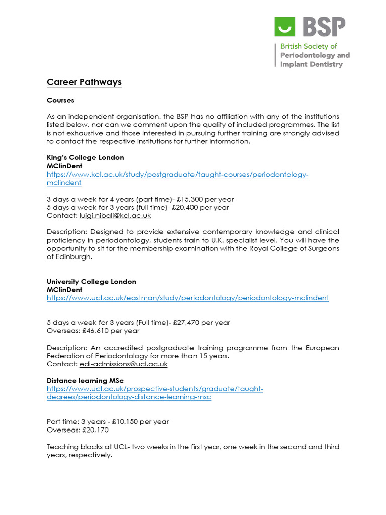 Career Pathways 2020 | PDF | Periodontology | Dentistry
