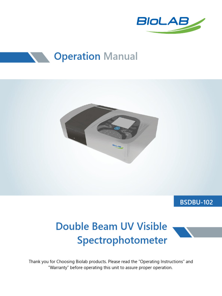 BSDBU-102 | PDF | Spectrophotometry | Ultraviolet–Visible Spectroscopy
