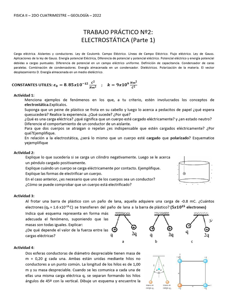 TP 2 - Electrostatica - 22 | PDF | Electrostática | Electricidad